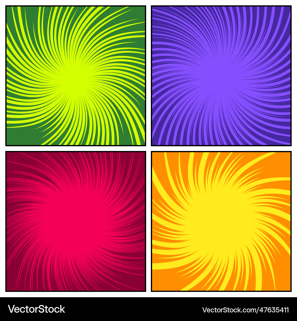 Colorful twisted comic book radial rays lines Vector Image