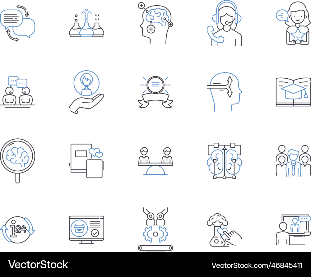 Conjoined examining line icons collection twins Vector Image