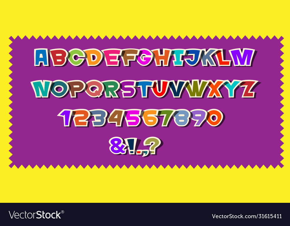 Cute colorful paper alphabet lettersnumbers Vector Image