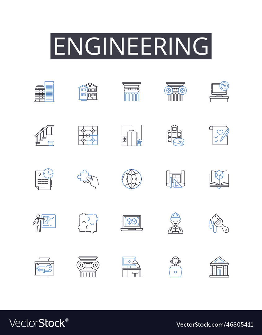 Engineering line icons collection design Vector Image