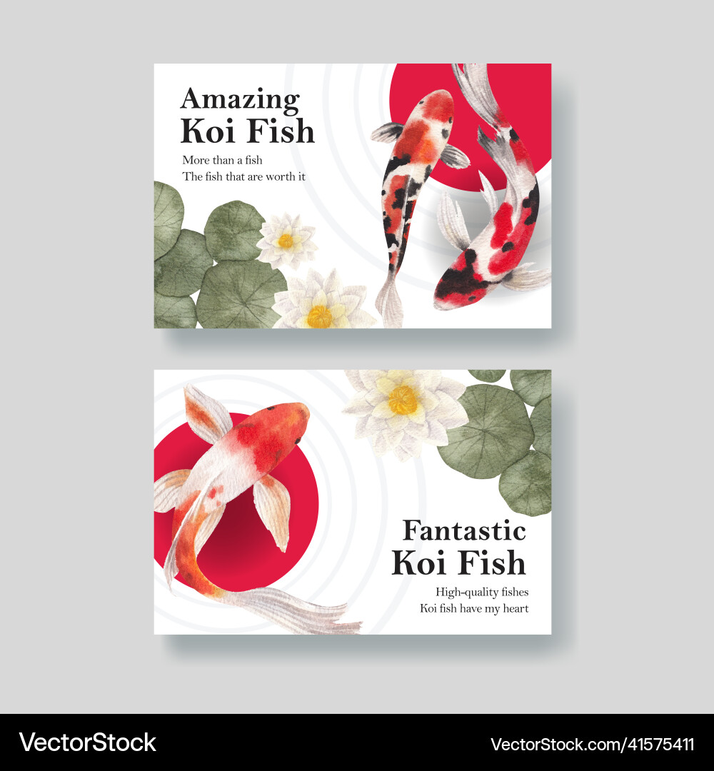 Facebook template with koi fish conceptwatercolor Vector Image