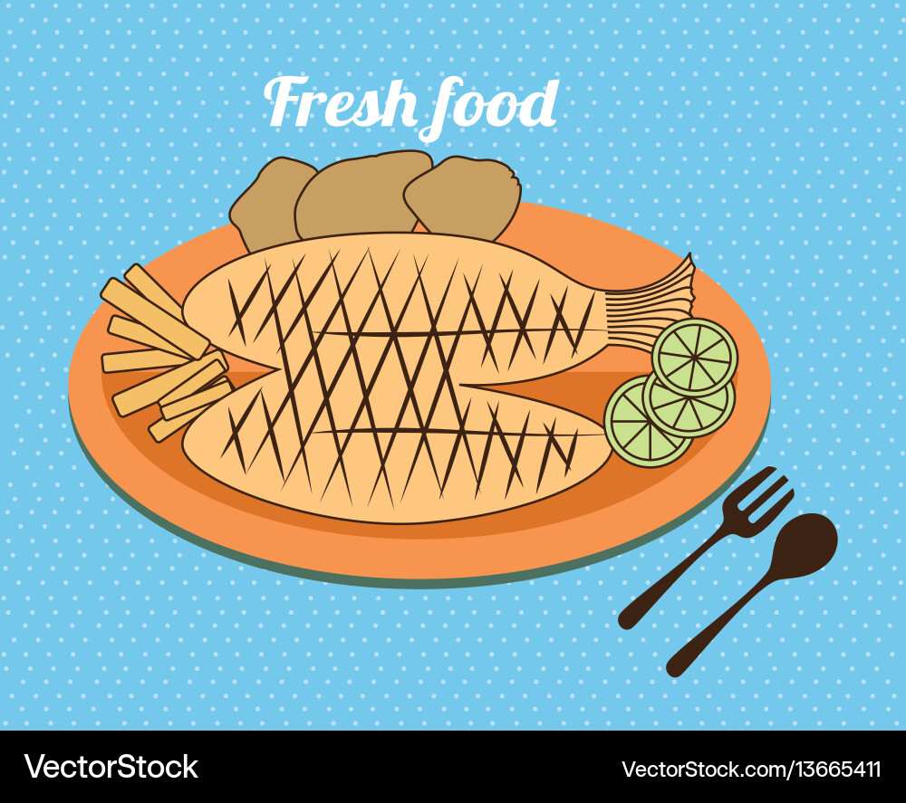 Food design over blue background Royalty Free Vector Image