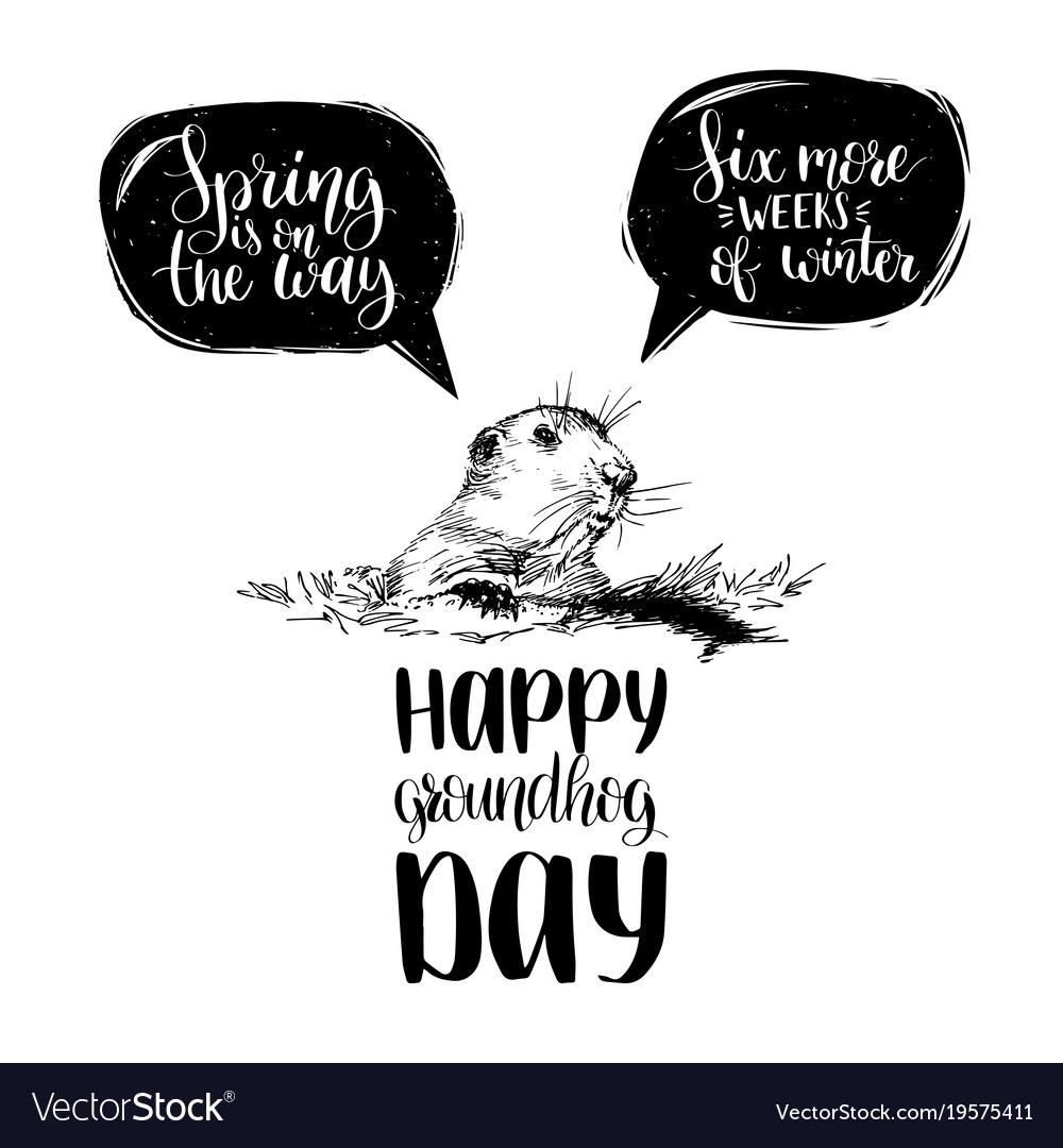 Happy groundhog day sketched Royalty Free Vector Image