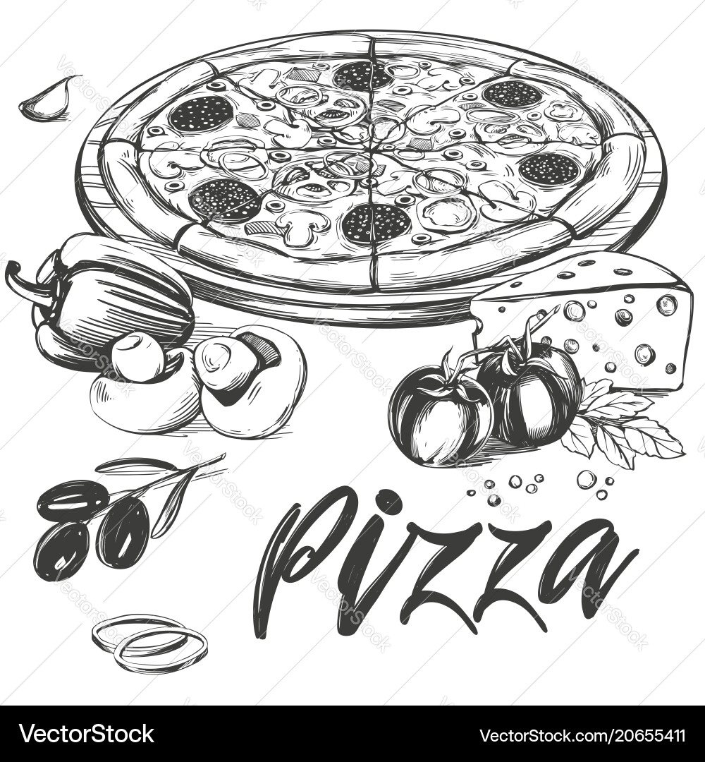 Italian pizza collection pizza Royalty Free Vector Image