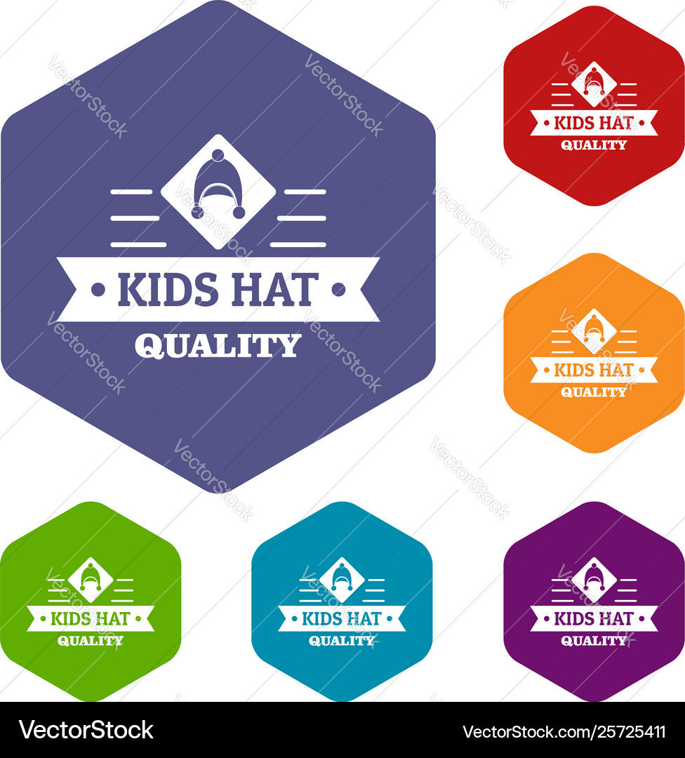 Kid hat icons hexahedron Royalty Free Vector Image