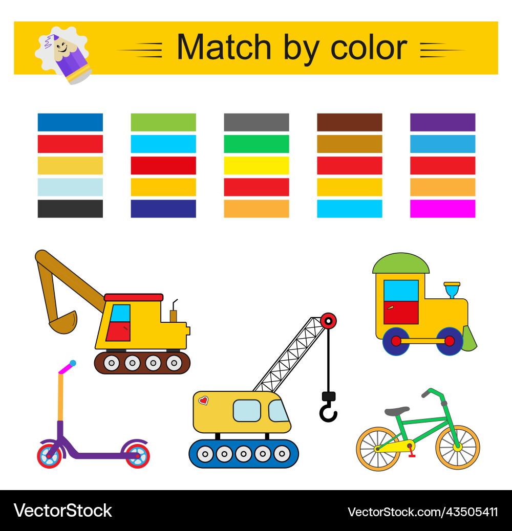 Match by color attention tasks for kids Royalty Free Vector