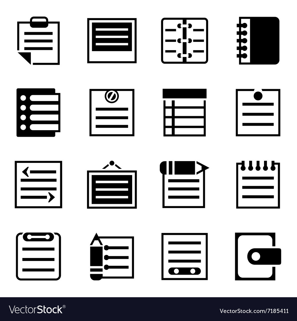 Notes icon set Royalty Free Vector Image - VectorStock