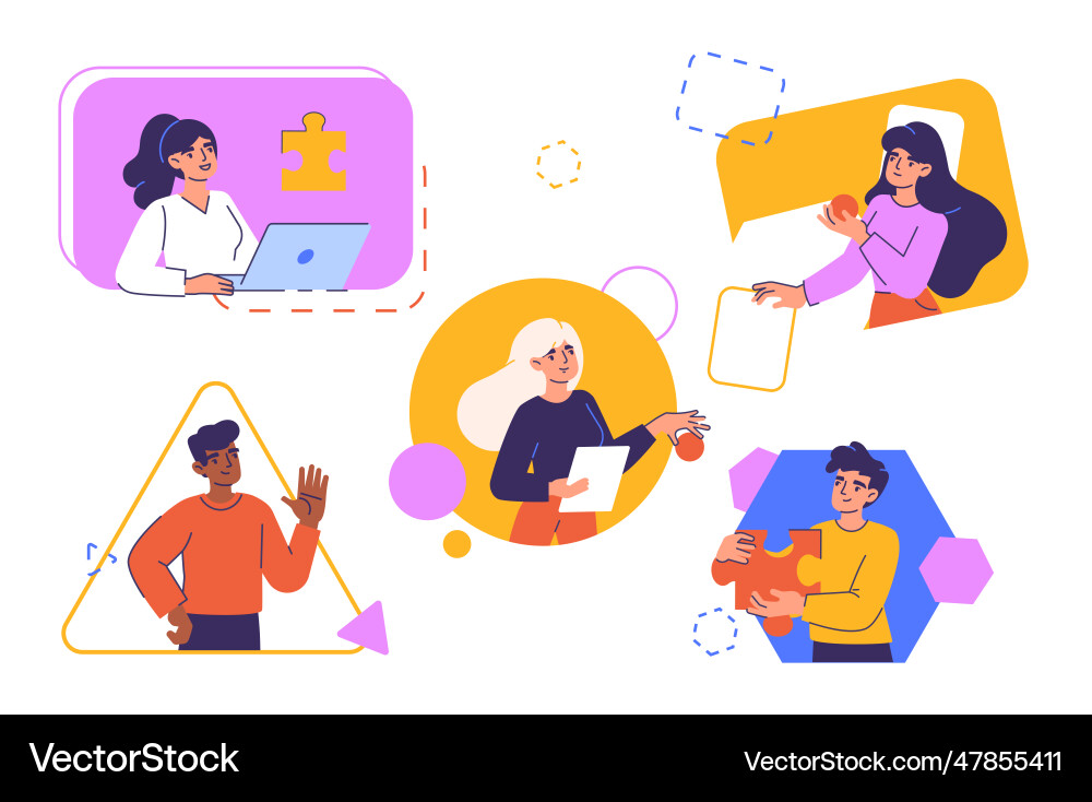 People in geometric shapes concept Royalty Free Vector Image