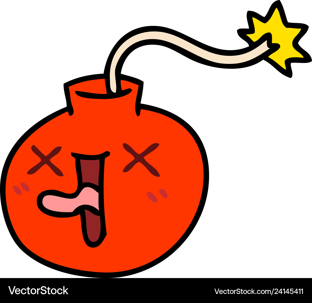 Quirky hand drawn cartoon bomb Royalty Free Vector Image