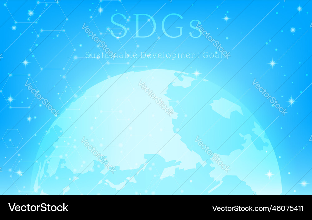 Sdgs shining earth and text sparkling blue Vector Image