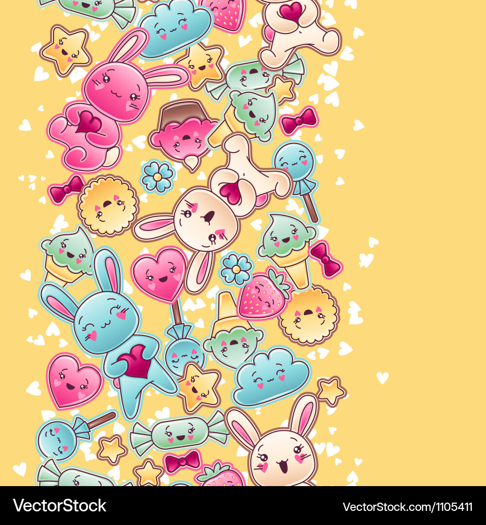 Seamless kawaii child pattern with cute doodles Vector Image