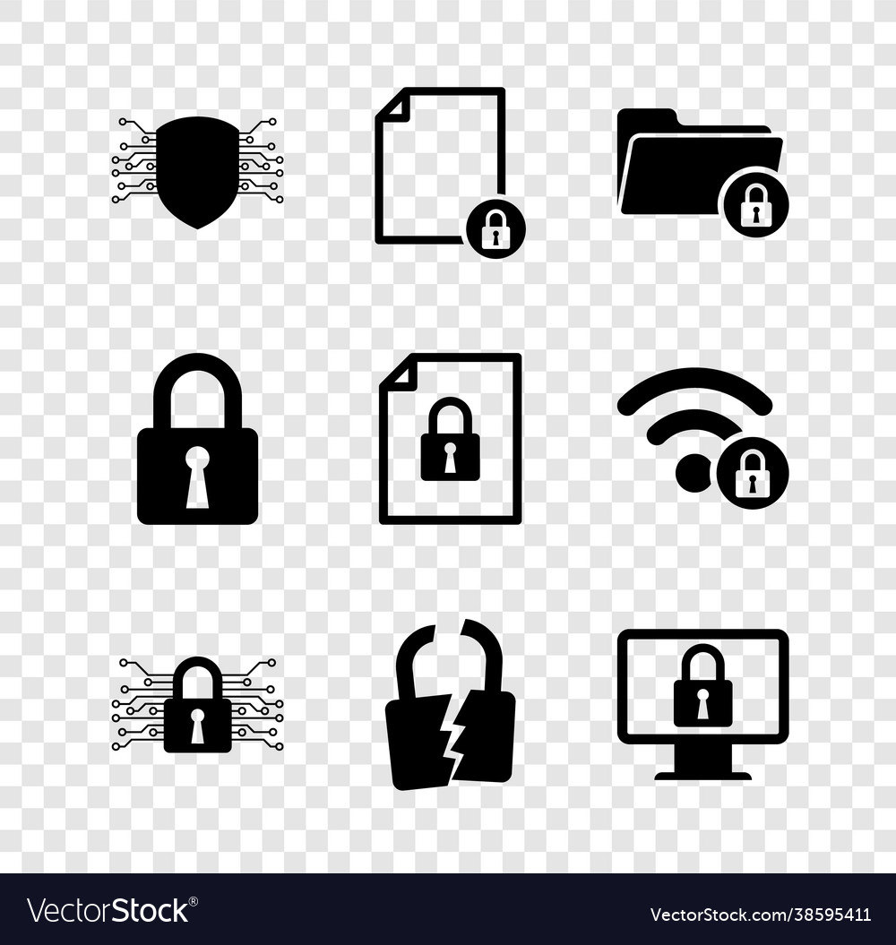 Set cyber security document and lock folder Vector Image Set cyber security document and lock folder Vector Image