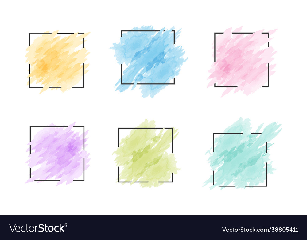 Set square frames with a watercolor Royalty Free Vector