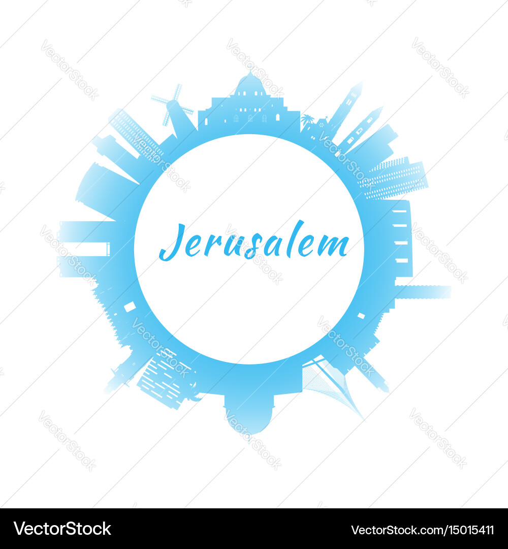 Silhouette jerusalem skyline with blue buildings Vector Image