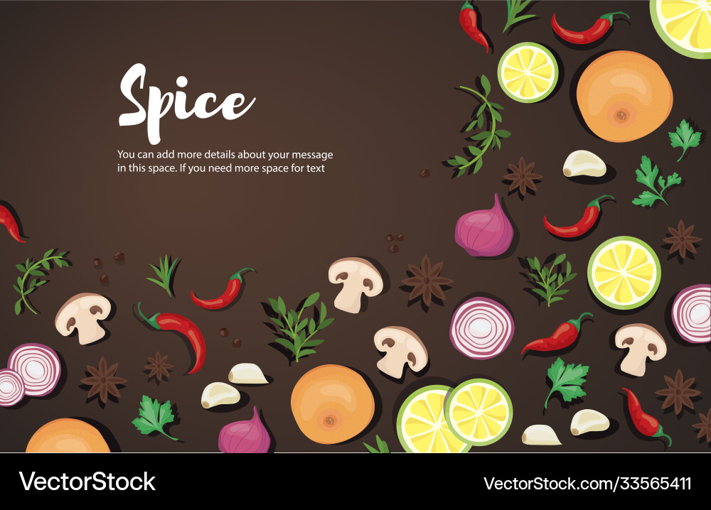 Spice and vegetable foods background and space Vector Image