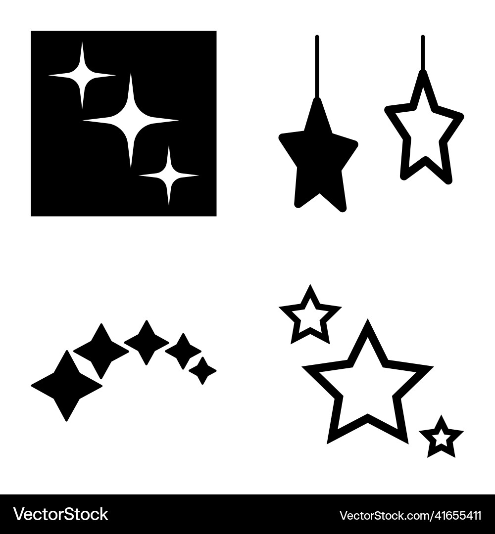 Stars1-2starfall flat icon set isolated on white Vector Image