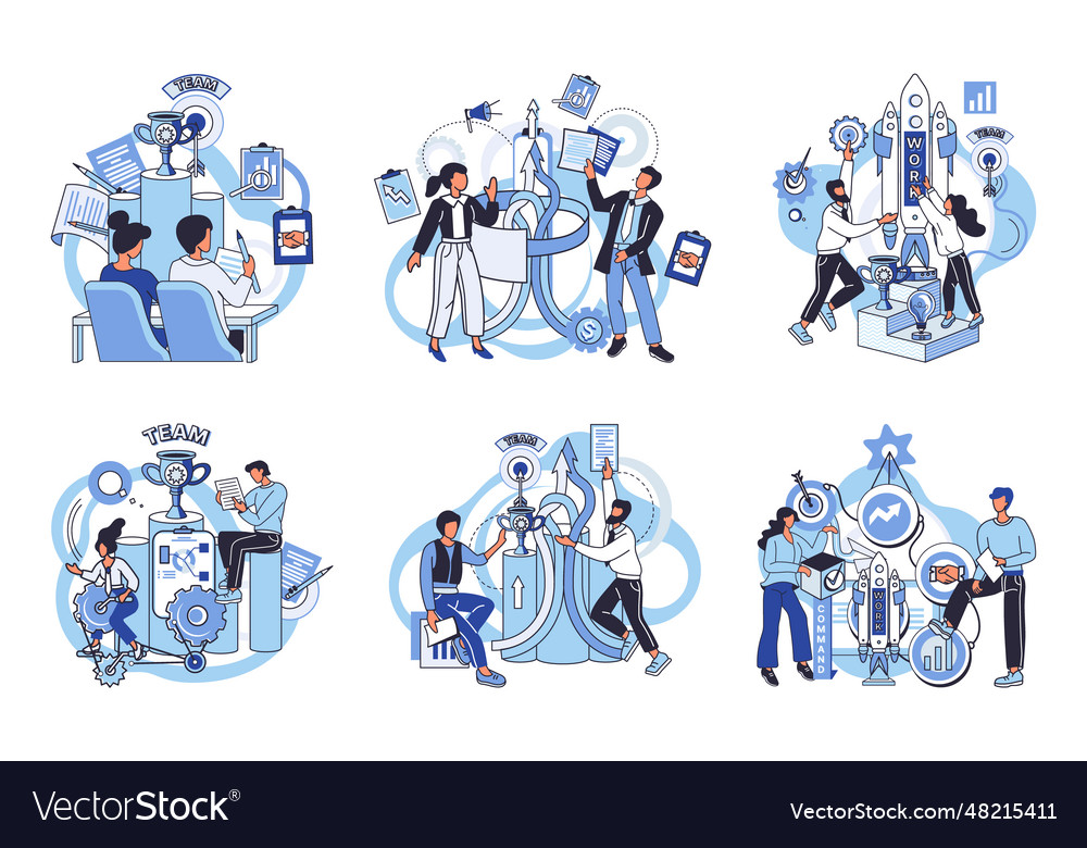 Team solving problems solutions to problems use Vector Image