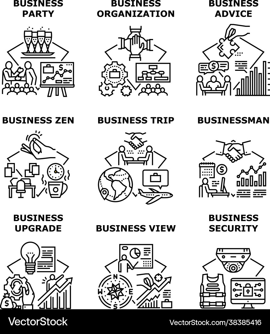 Business advice set icons Royalty Free Vector Image