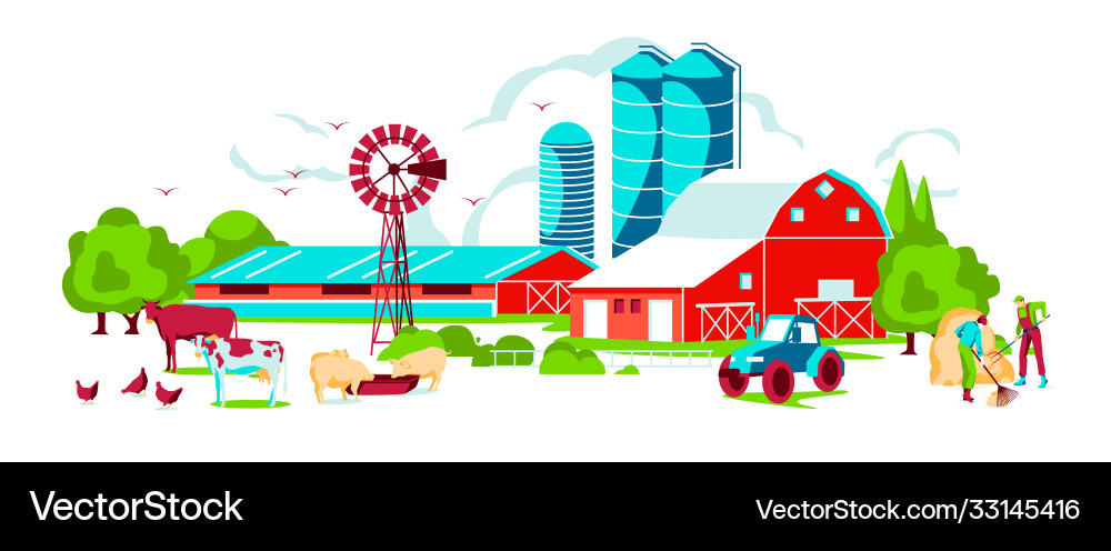Farm rural landscape scene Royalty Free Vector Image