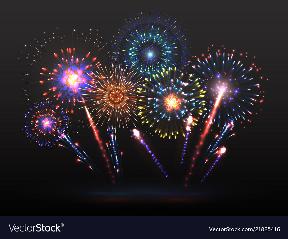 Fireworks background firework petard exploding in Vector Image