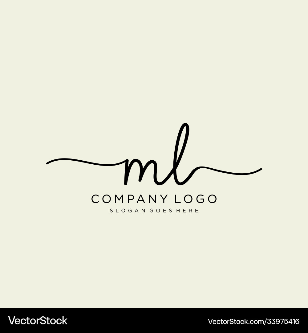 Initial ml handwriting logo with circle template Vector Image