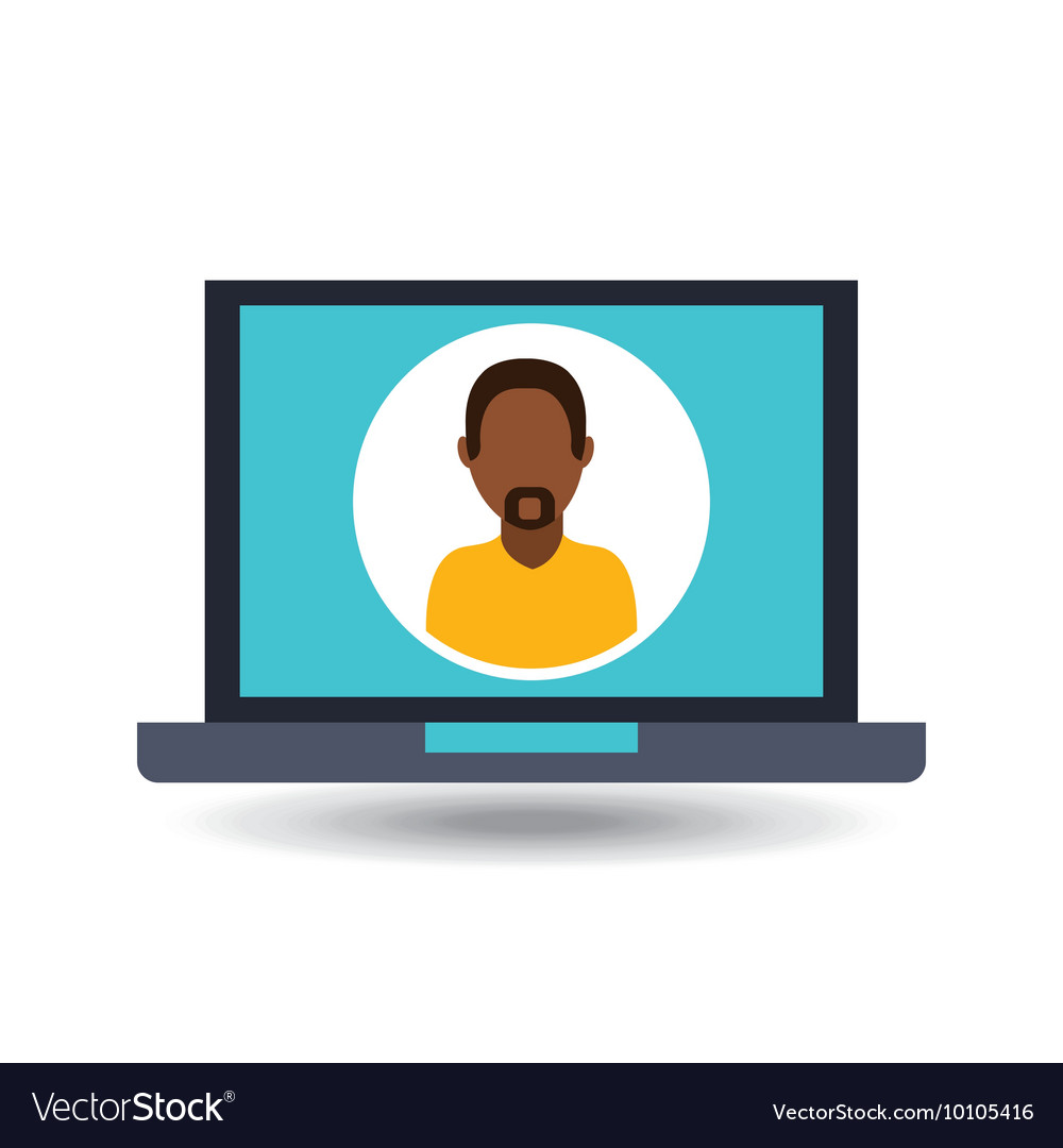 Man with pc icon Royalty Free Vector Image - VectorStock