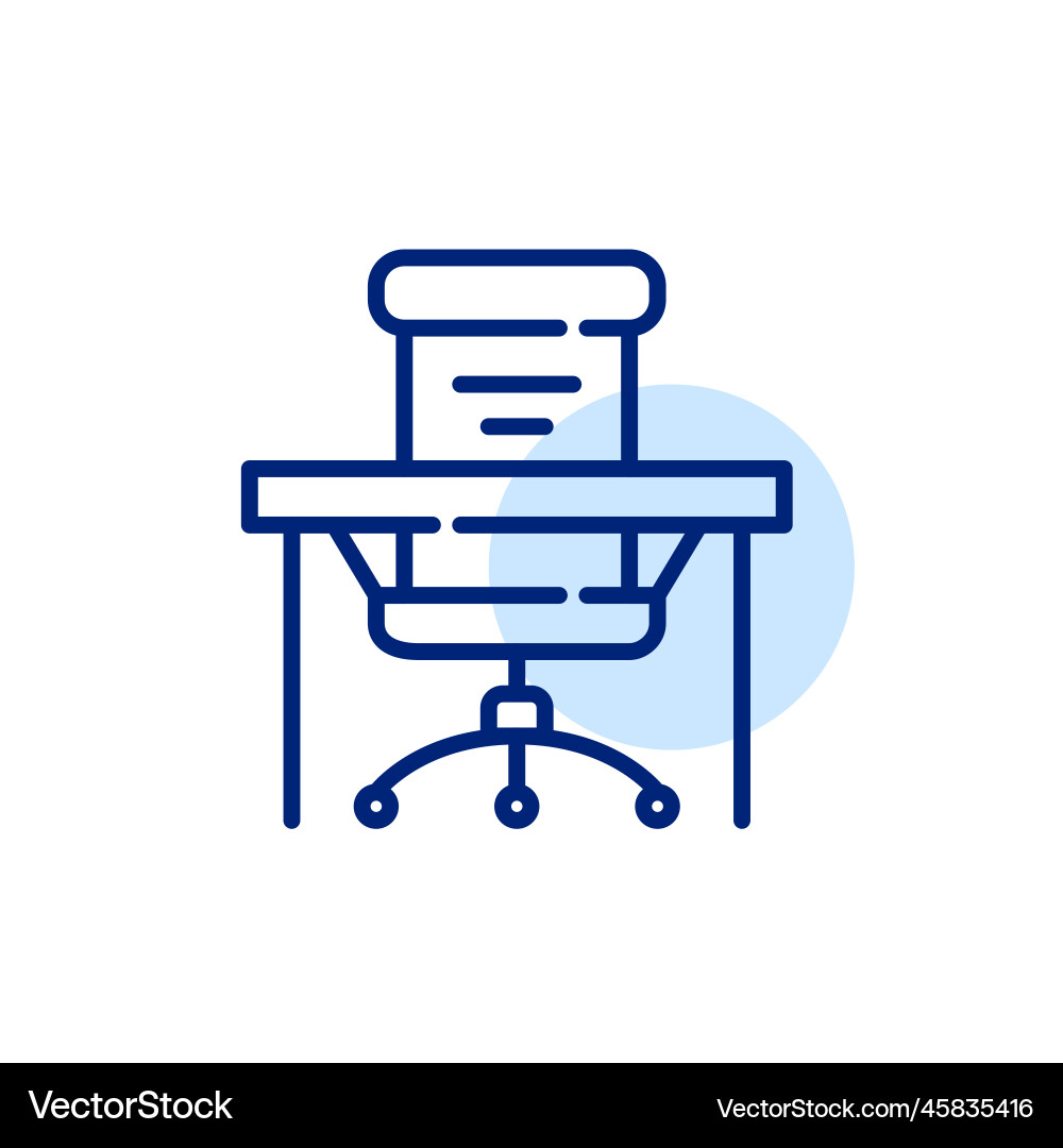 Office chair and desk workplace icon pixel Vector Image