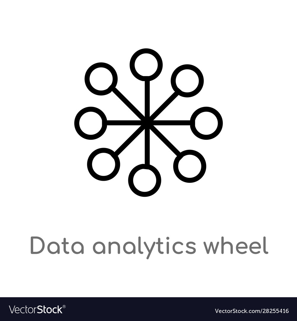 Outline data analytics wheel icon isolated black Vector Image