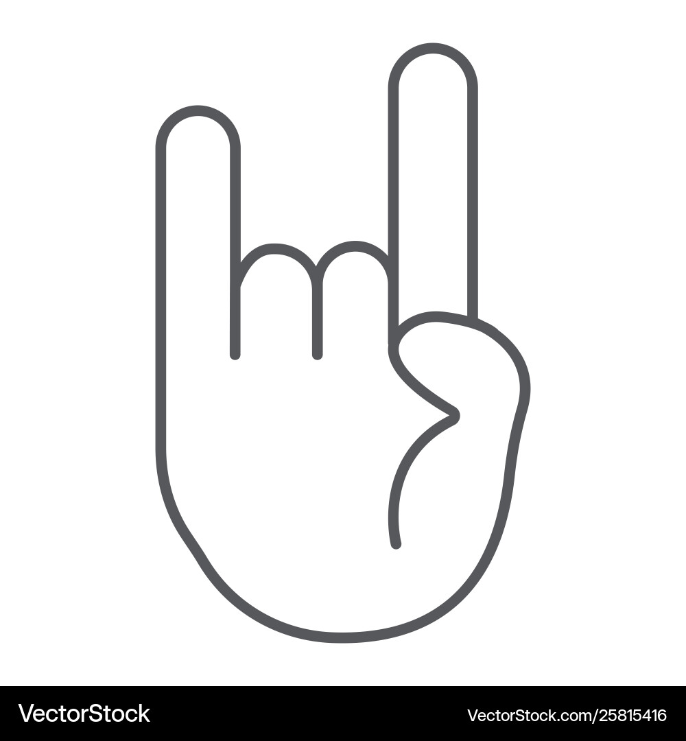 Rock and roll sign thin line icon music hand Vector Image