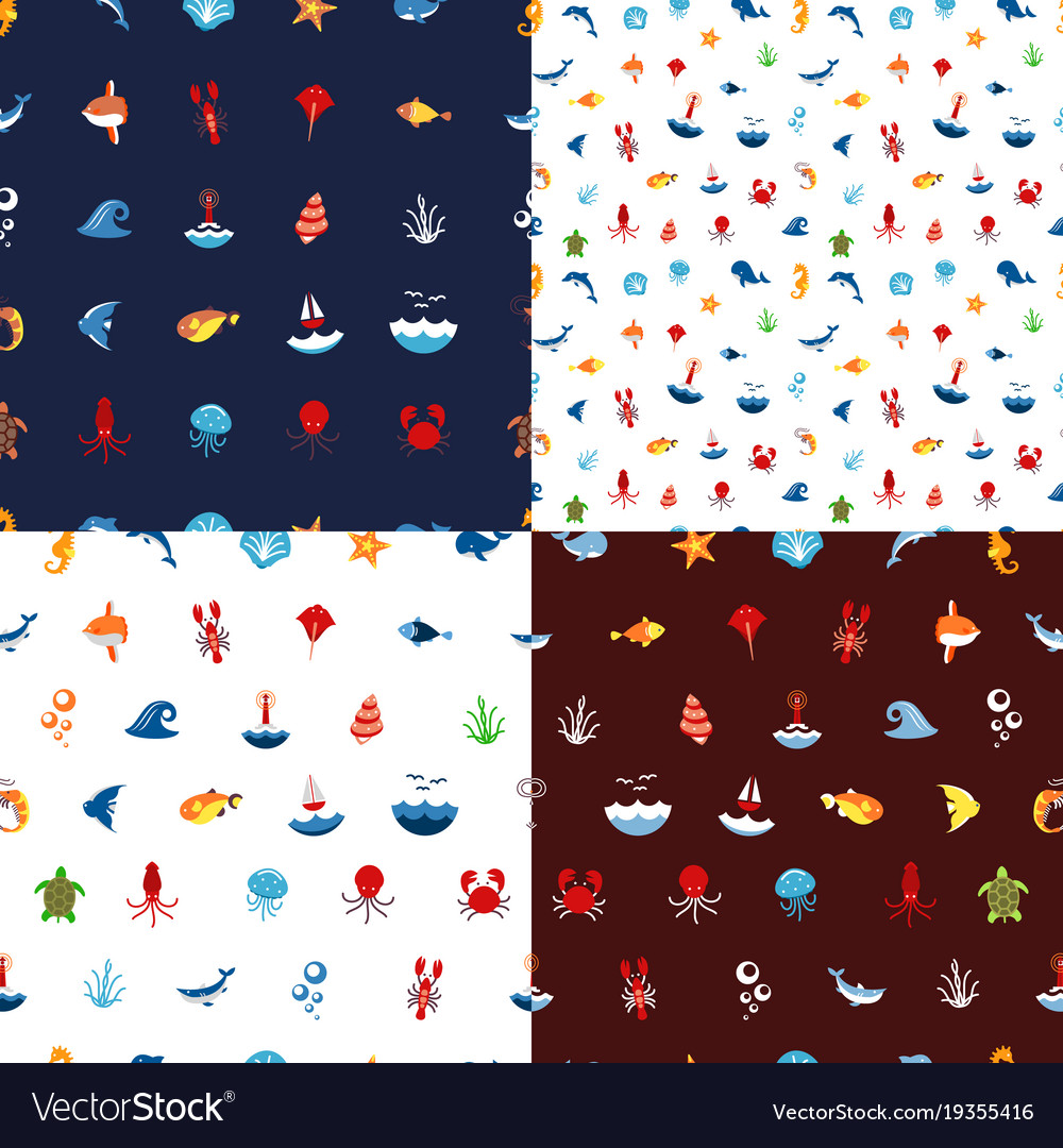 Seamless pattern ocean or sea with animals Vector Image