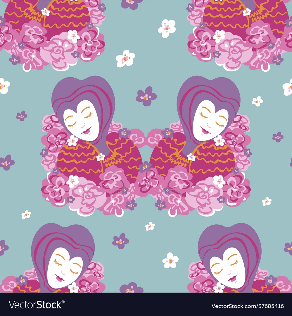 Seamless Pattern With Beautiful Women Decorative Vector Image