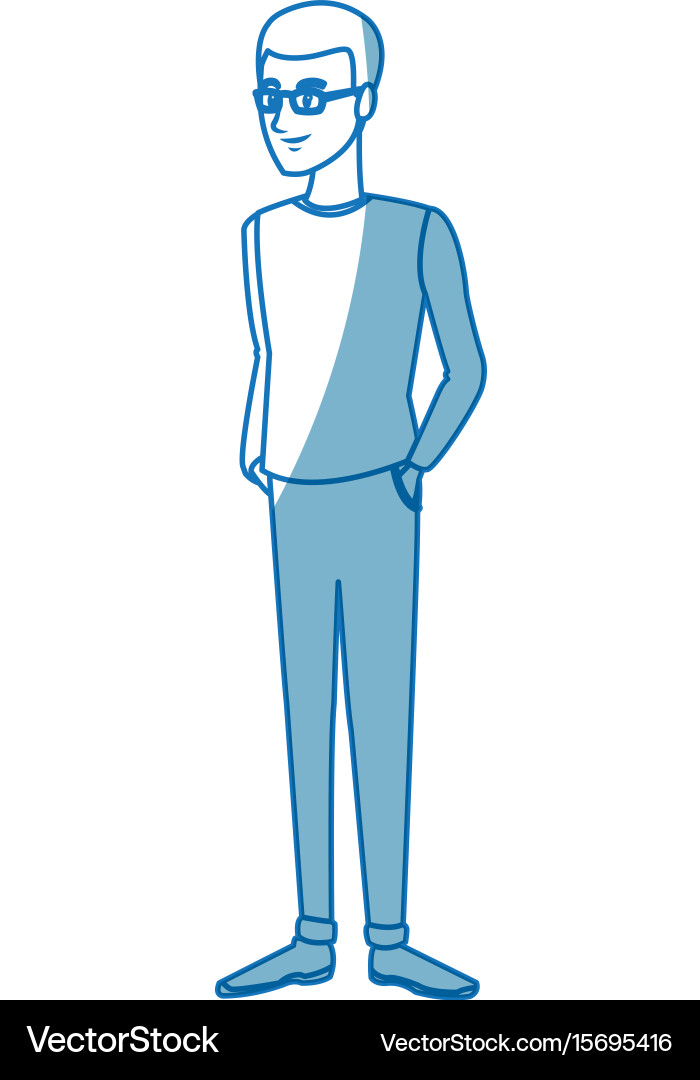 Young man student standing cartoon person image Vector Image