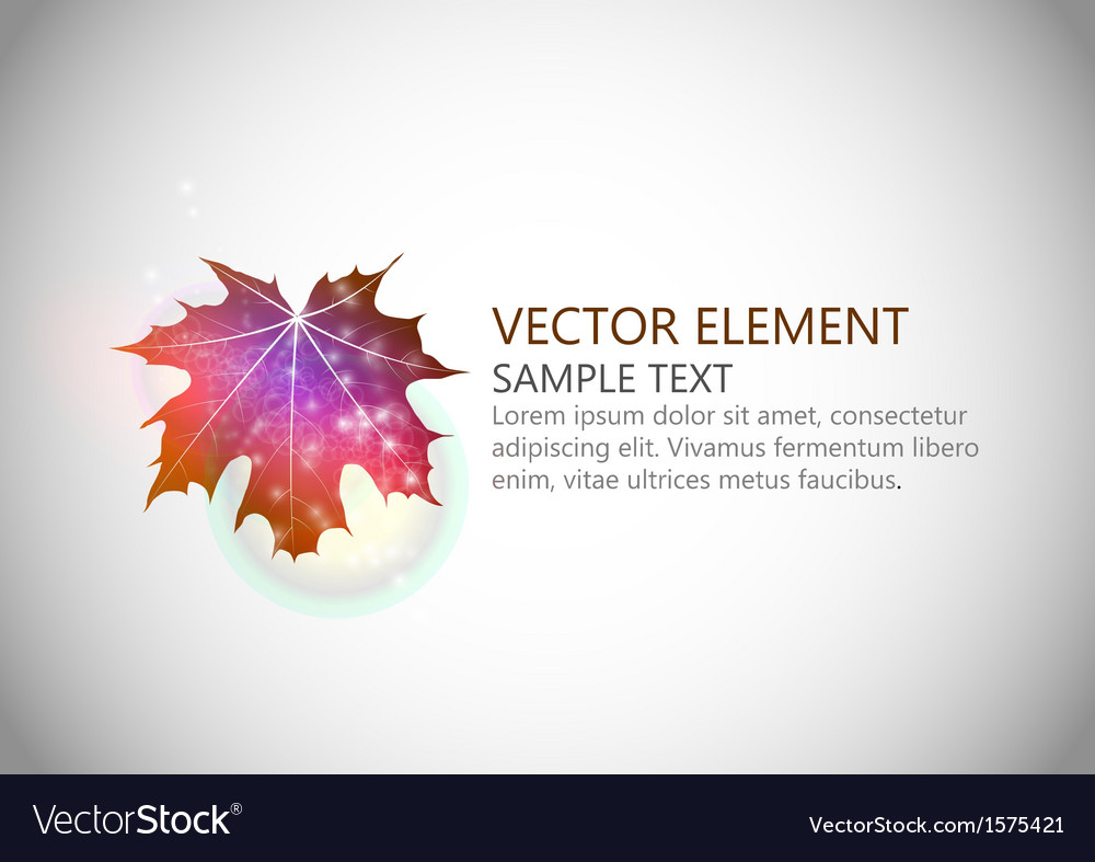 Background autumn single leaf text Royalty Free Vector Image