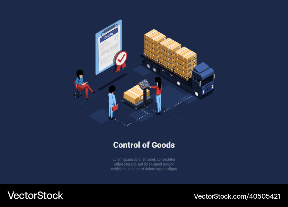 Control of goods concept on dark blue Royalty Free Vector