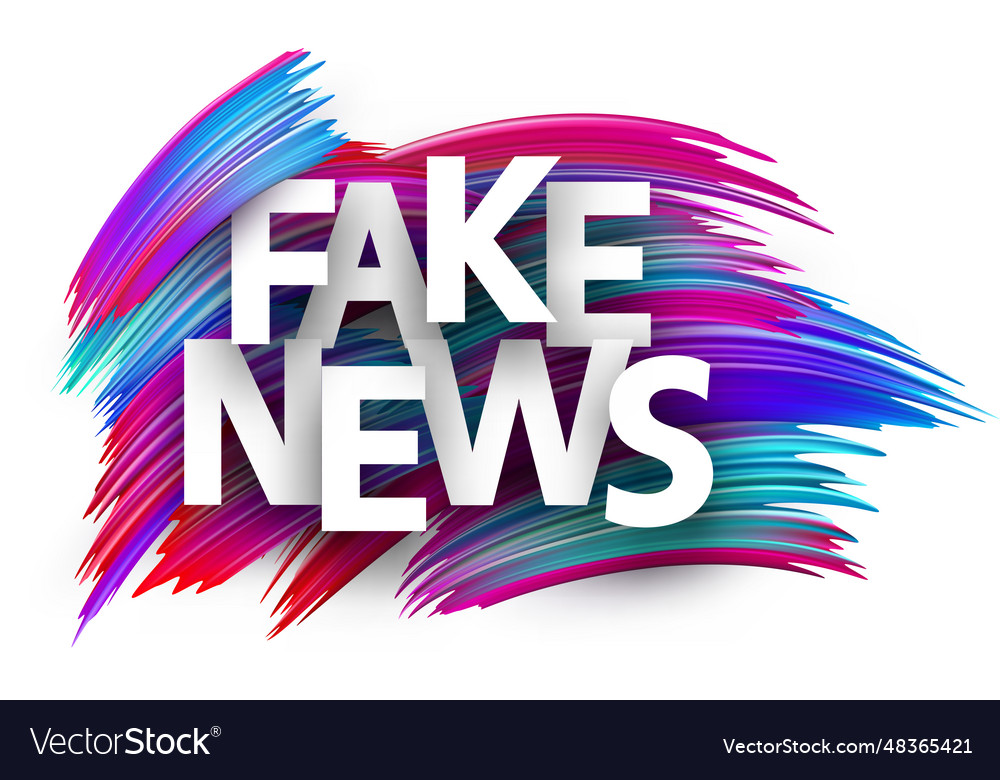 Fake news paper word sign with colorful spectrum Vector Image Fake news paper word sign with colorful spectrum Vector Image