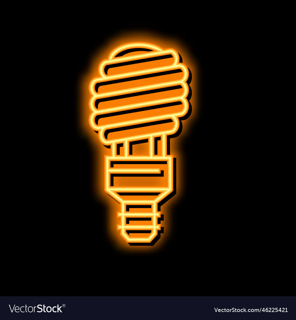Fluorescent light bulb neon glow icon Royalty Free Vector