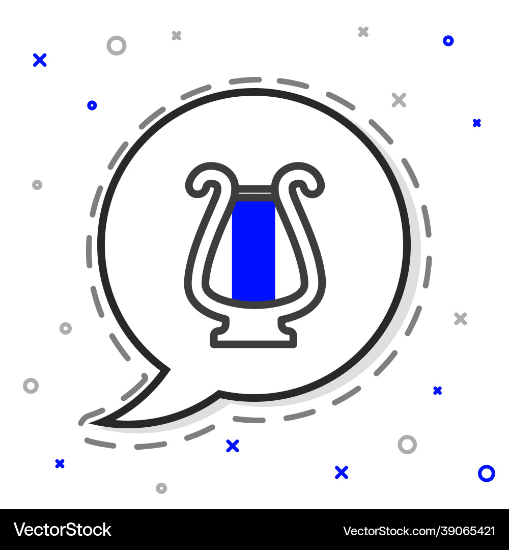 Line ancient greek lyre icon isolated on white Vector Image