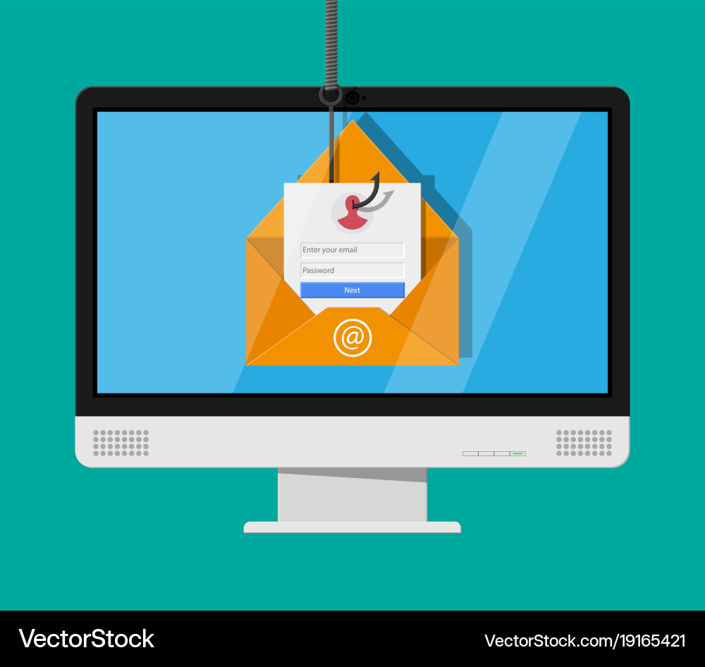 Login into account and fishing hook Royalty Free Vector