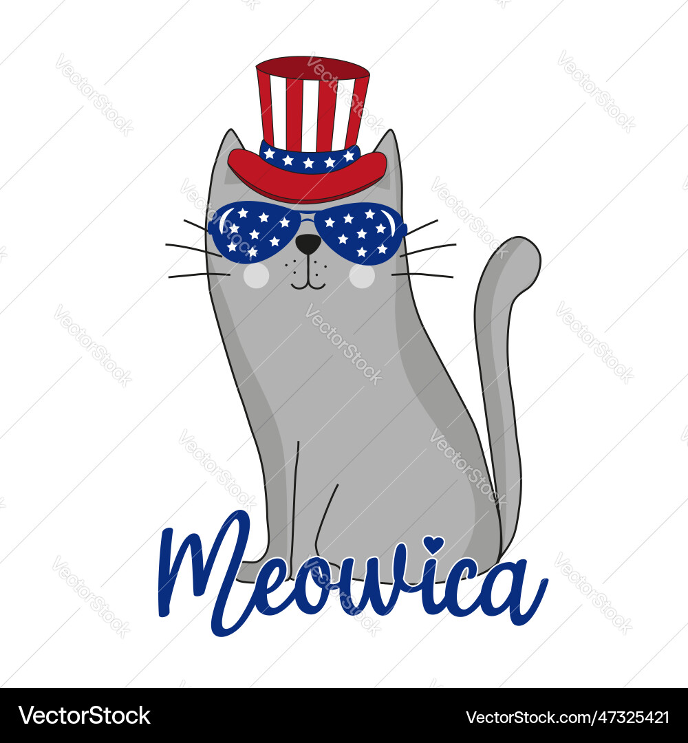 Meowica - funny cat happy independence day Vector Image