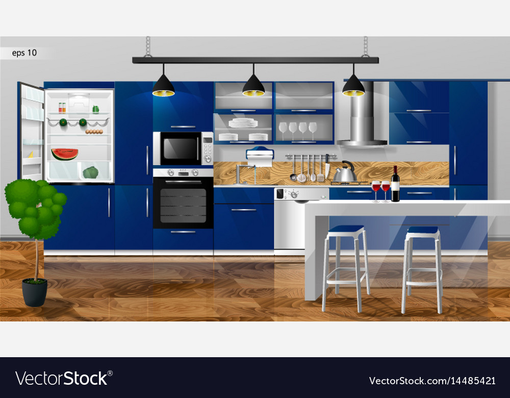 Modern kitchen interior Royalty Free Vector Image
