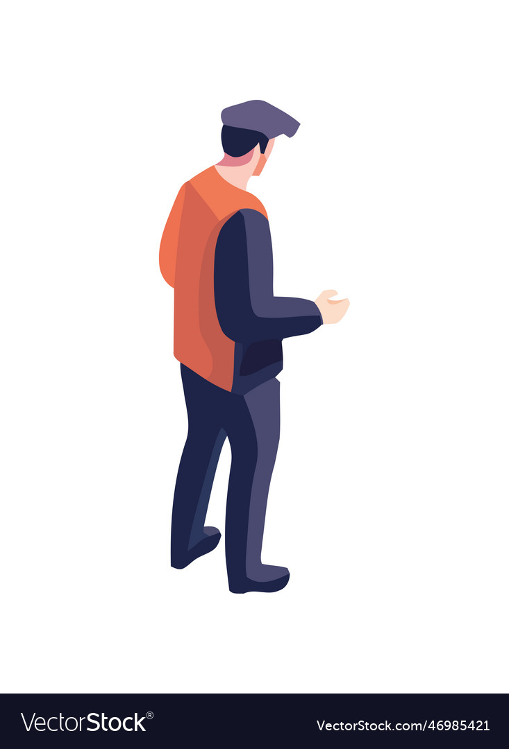 One man walking back view Royalty Free Vector Image