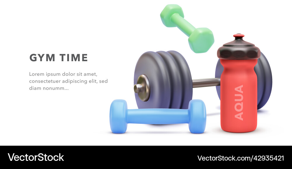 Online workout banner concept with 3d realistic Vector Image