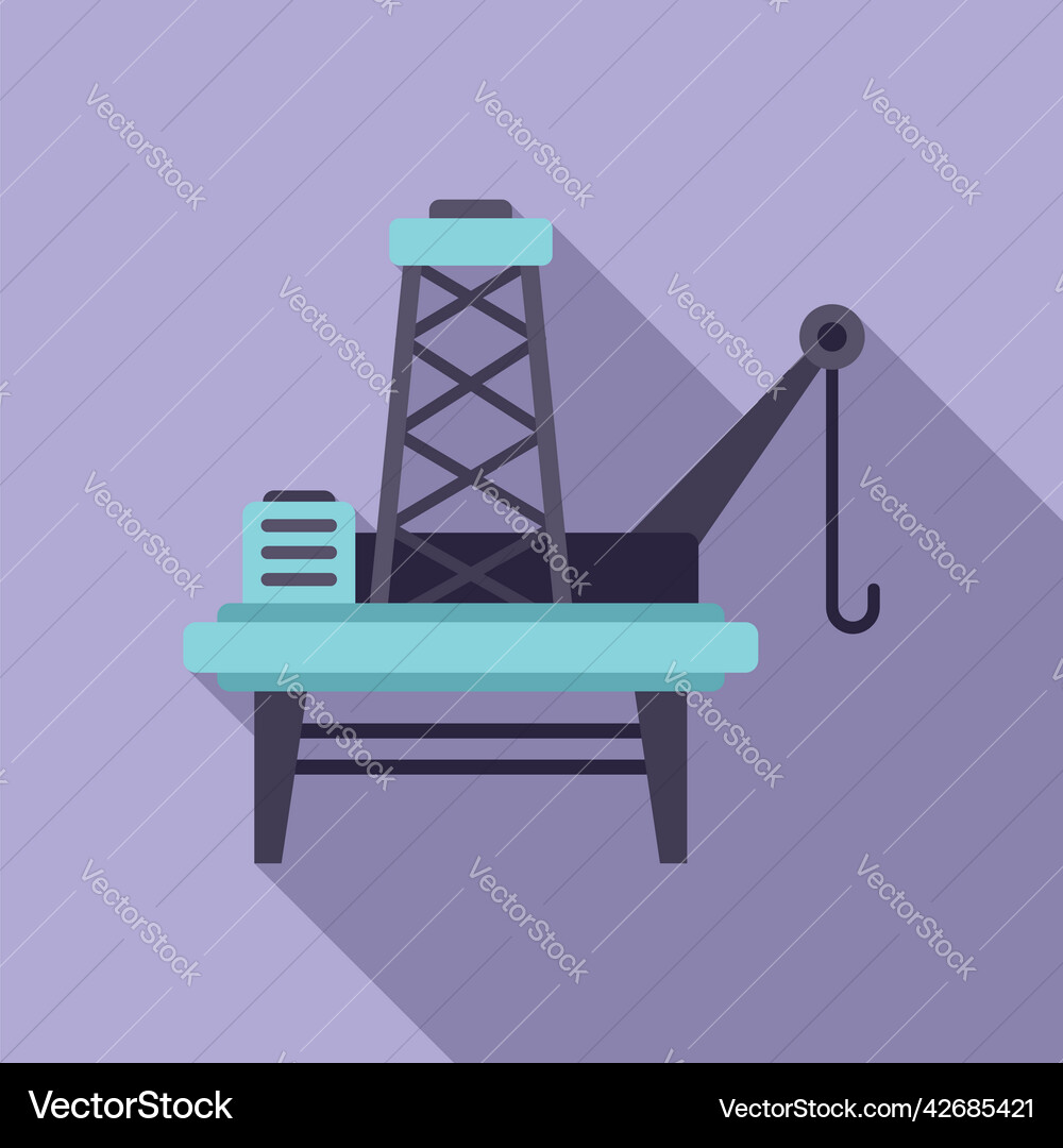 Rig platform icon flat sea oil Royalty Free Vector Image