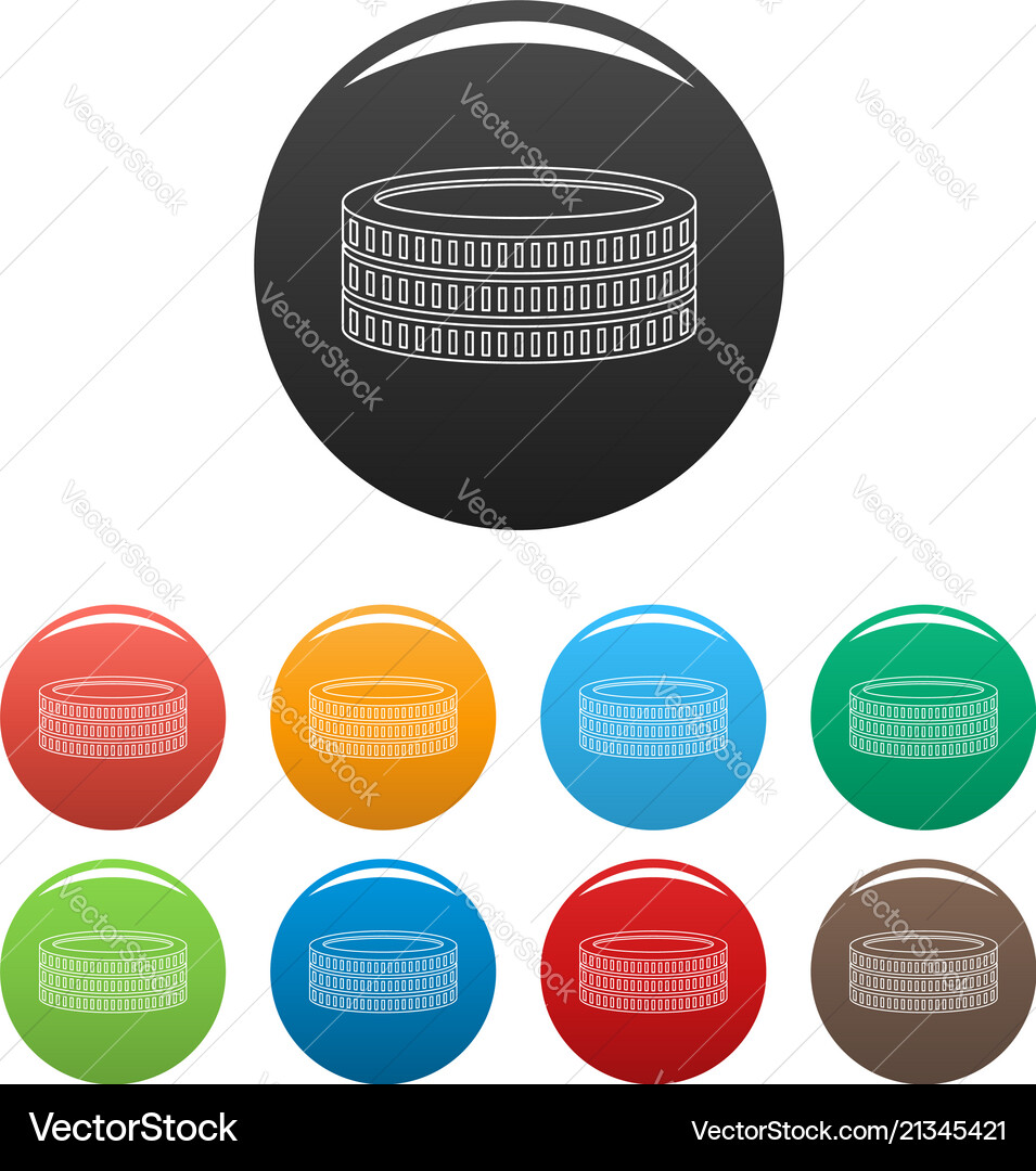 Round coin icons set color Royalty Free Vector Image