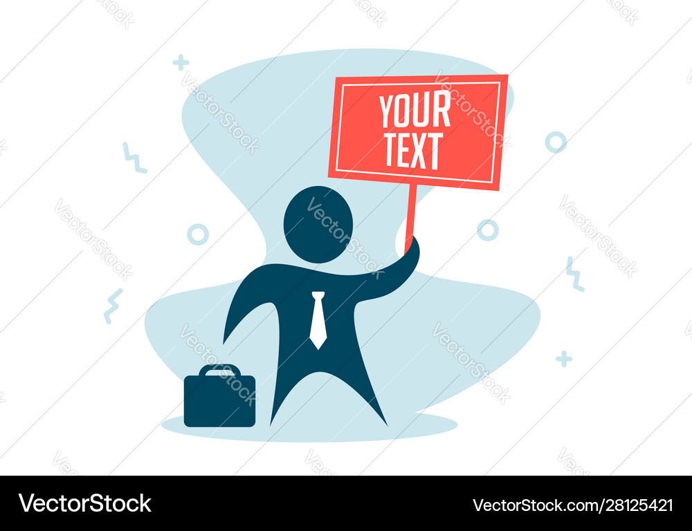 Silhouette businessman or marketer carry placard Vector Image