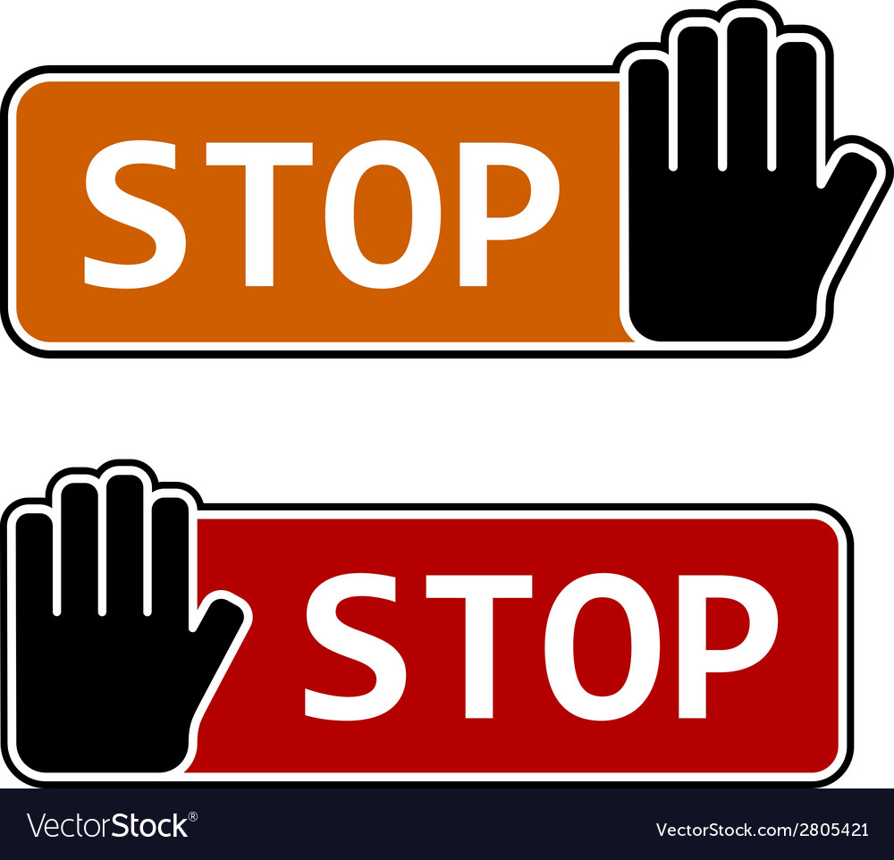 Stop hand gesture labels Royalty Free Vector Image