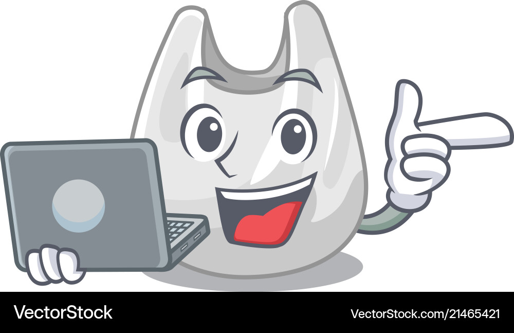 With laptop plastic bag character cartoon Vector Image