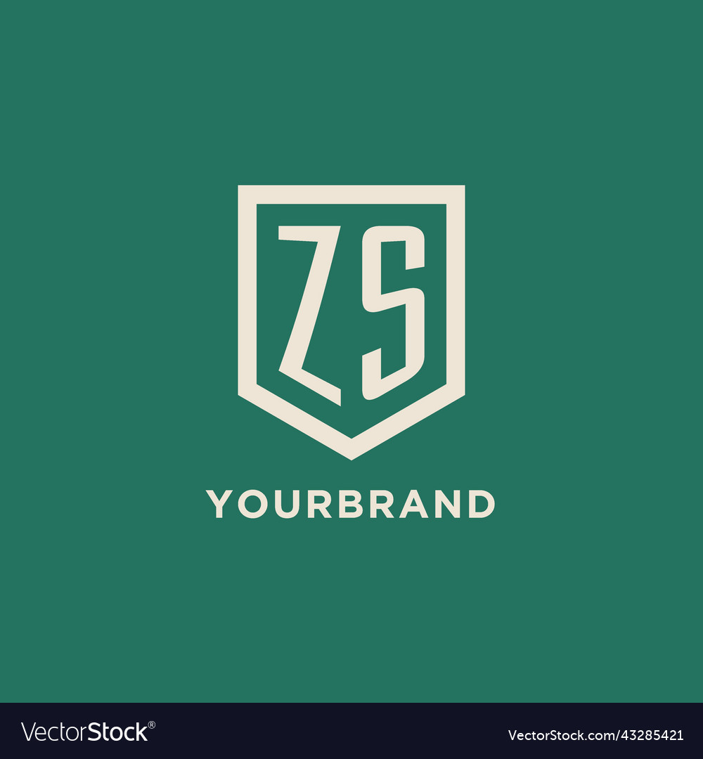 Zs initial logo monogram shield geometric shape Vector Image