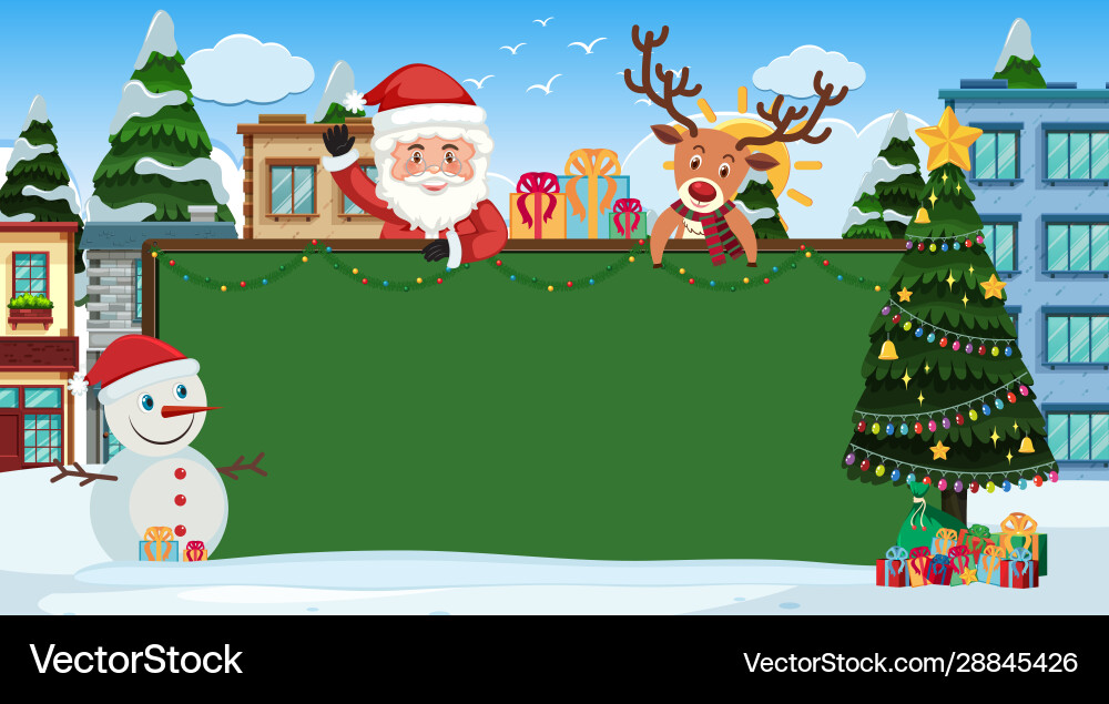 Border template with santa and snowman Royalty Free Vector