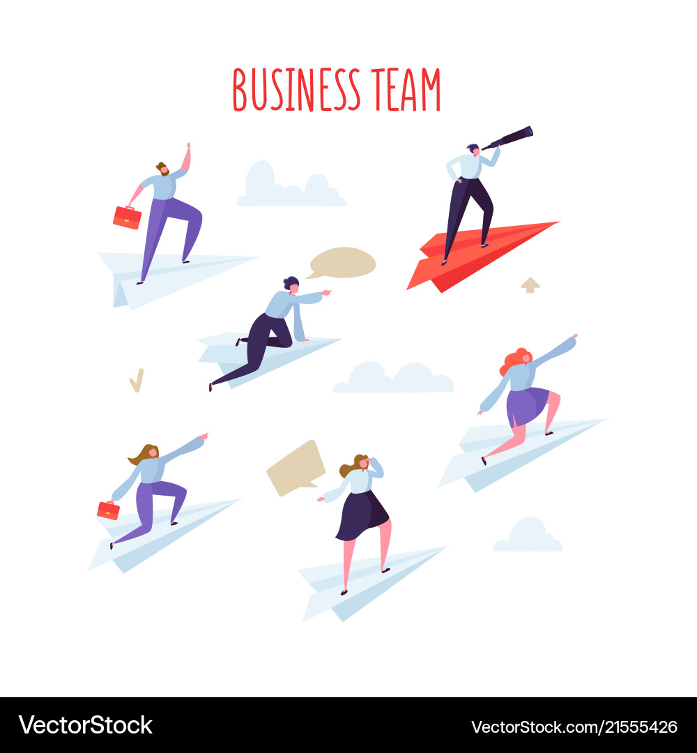 Business team concept people flying Royalty Free Vector